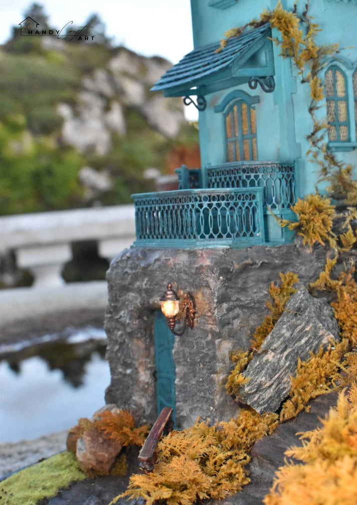 Handmade Diorama Lonely Blue House on a Cliff – HandiCraftArt